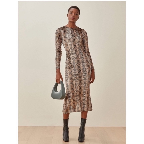 Reformation | Dresses | New Reformation Davey Snake Print Dress In ...